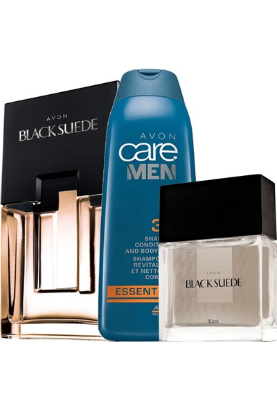 Avon Black Suede Erkek Parfüm ve 3'ü Bir Arada Şampuan Paketi Avon Black Suede Erkek Parfüm ve 3'ü Bir Arada Şampuan Paketi