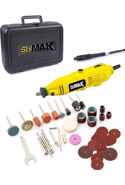 Stilmax Germany Style 50 Parça Gravür Oyma Makinesi Dremel Taşlama Zımpara Kesme Seti 500 Watt Stilmax Germany Style 50 Parça Gravür Oyma Makinesi Dremel Taşlama Zımpara Kesme Seti 500 Watt