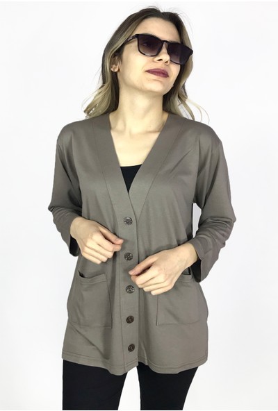 Dinçerler Tekstil Kadın Kısa Boy Cepli Düğmeli V Yaka Pamuklu Yazlık Anne Ceket Dinçerler Tekstil Kadın Kısa Boy Cepli Düğmeli V Yaka Pamuklu Yazlık Anne Ceket