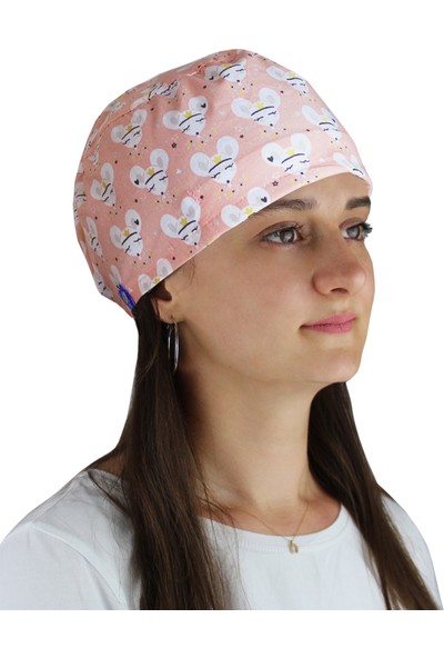 Dr. Mia Pink Mouse Desenli Cerrahi Bone Ameliyathane Bonesi Doktor Hemşire Bone Aşçı Bone