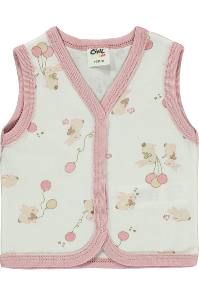 Civil Baby Kız Bebek Yelek 1-9 Ay Pudra