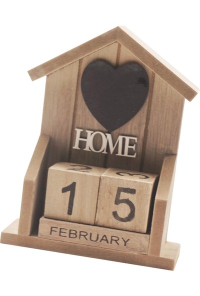 Ahşap Perpetual Takvim Dıy Yaratıcı Masa Takvim Blokları Kapalı Dekor Kahverengi Üçgen Üst