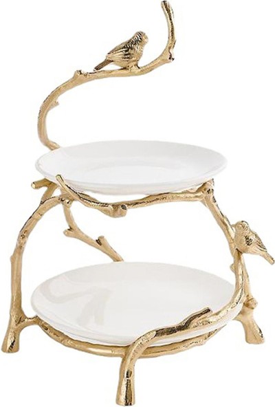 Iki Katmanlı Aperatif Tepsisi Meyve Kek Tatlılar Büfe Tatlı Plakalar Tutucu