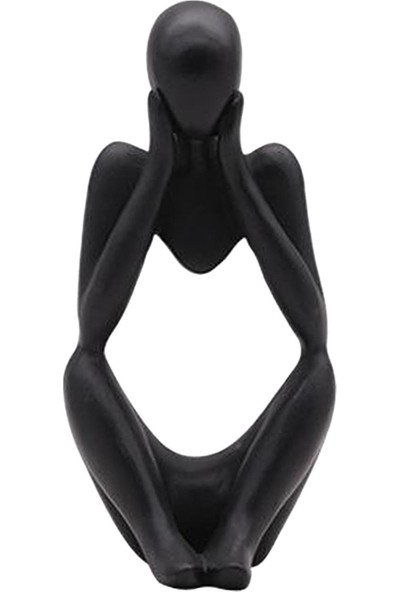 Reçine Düşünür Heykel Yaratıcı Heykelcik Kumtaşı Raf Masa Üstü Heykelleri Siyah