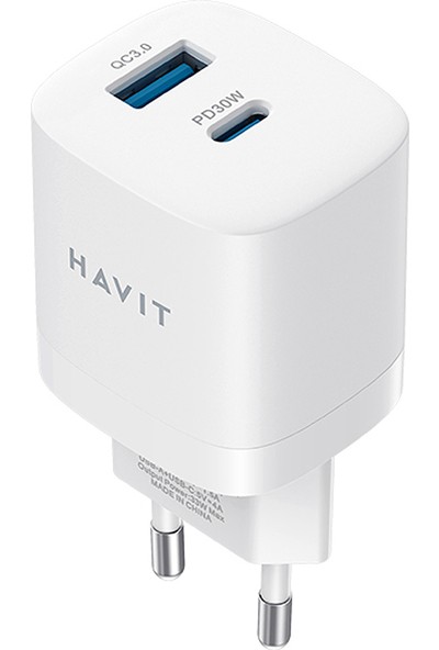 Havit UC30 33W Gan Teknoloji Hızlı Şarj Adaptörü - Type-C ve USB Qc3.0 Havit UC30 33W Gan Teknoloji Hızlı Şarj Adaptörü - Type-C ve USB Qc3.0