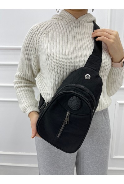 Sweet Polo Siyah Renk Krınkil Kumaş Çapraz Çanta CB215 Sweet Polo Siyah Renk Krınkil Kumaş Çapraz Çanta CB215