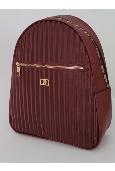 Bhm Bordo Çizgi Desen Sırt Çantası