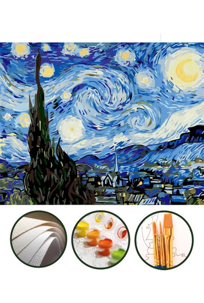 Sayılarla Boyama Hobi Seti 40x50 CM - Yıldızlı Gece