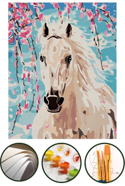 Sayılarla Boyama Hobi Seti 40x50 CM - Beyaz At Sayılarla Boyama Hobi Seti 40x50 CM - Beyaz At