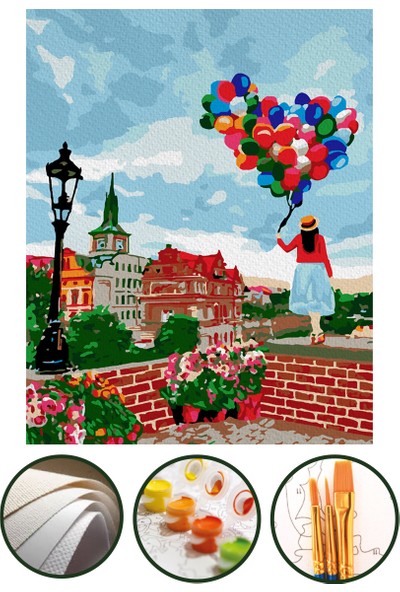 Palmiye Hobi Sanat Sayılarla Boyama Hobi Seti 40x50 CM - Balonlu Kız