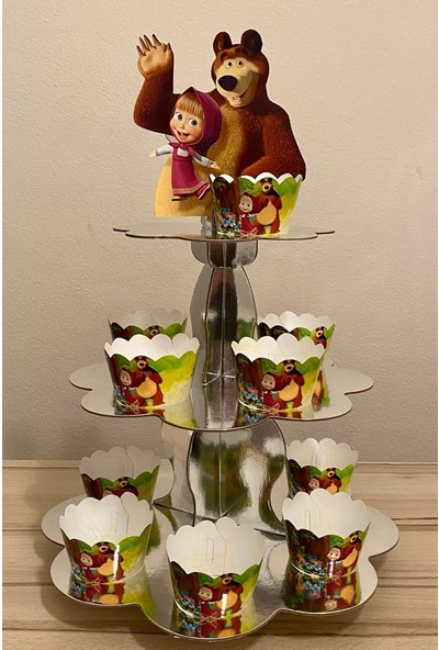 Okart Tasarım Masha ve Koca Ayı Cupcake Standı ve 10 Adet Cupcake Sargısı Okart Tasarım Masha ve Koca Ayı Cupcake Standı ve 10 Adet Cupcake Sargısı