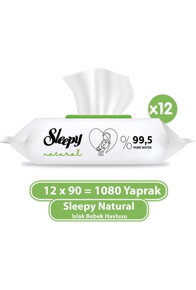 Sleepy Natural Islak Bebek Havlusu 12 x 90 Yaprak (1080 Yaprak)