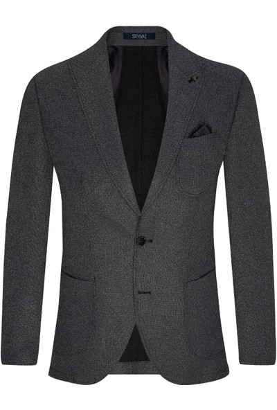 Süvari Slim Fit Desenli Gri Erkek Ceket