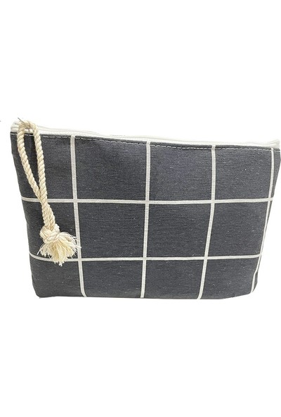 Vip Home Concept Makyaj Çantası Astarlı Vip Clutch Çanta 26X17 Cm-Gri Pano Vip Home Concept Makyaj Çantası Astarlı Vip Clutch Çanta 26X17 Cm-Gri Pano