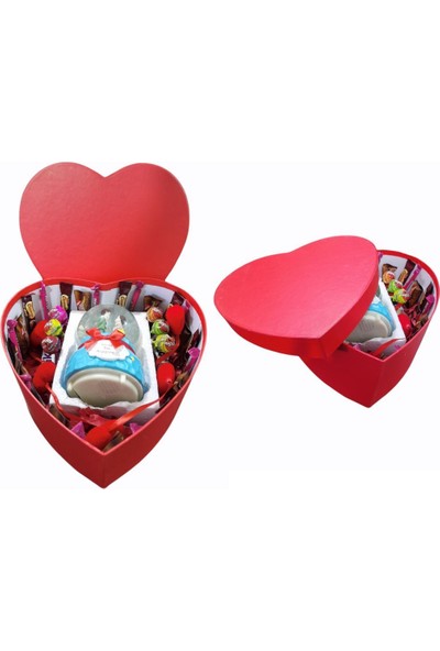 Tvet Sevgili Kar Küreli Çikolata Dolu Kalp Hediye Kutusu Kırmızı T41048