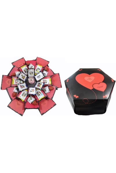 Tvet Kar Küreli Çikolata Dolu Açılan Hediye Kutusu Siyah T41049