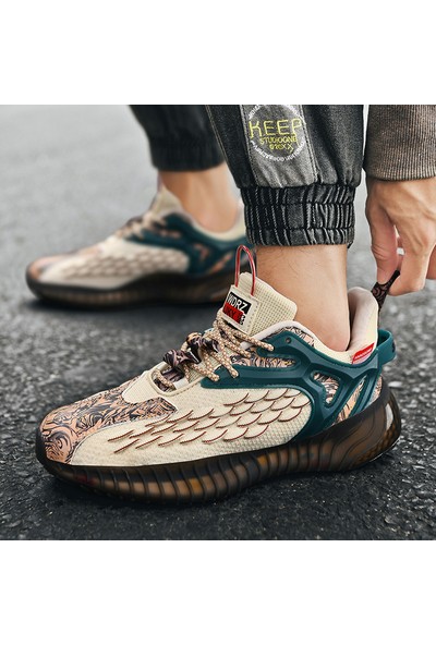 Moyan Bej Erkek Basketbol Ayakkabı Sneakers Spor Ayakkabı Kaymaz Aşınmaya Dayanıklı (Yurt Dışından)