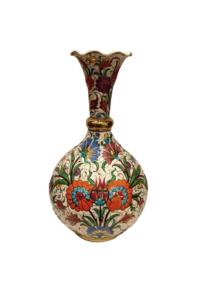 Ravi Çiçek Motifli Gözyaşı Altın Vazo