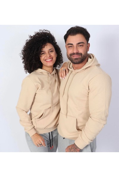 Stuclub Uni 3 Iplik Şardonlu Kapşonlu Kapuçino Sweatshirt %100 Pamuk