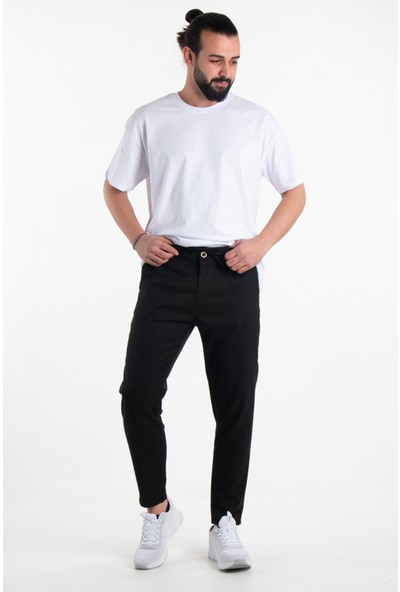 Zeki Özer Erkek Siyah Comfort Fıt Ipli Pantolon