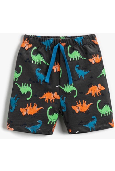 Koton Erkek Bebek Dinozor Baskılı Belden Bağlamalı Şort Pamuklu