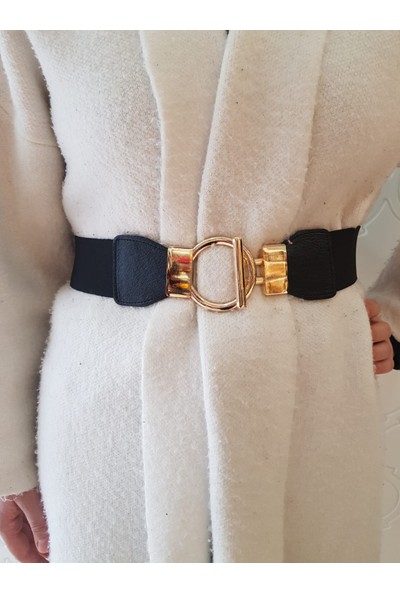 Kadın Siyah Arkası Lastikli Kemer K45