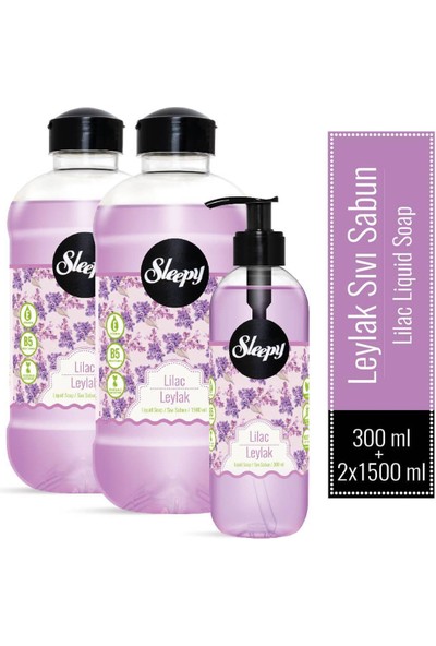 Sleepy Leylak Sıvı Sabun 300 ml + 2 ADET×1500 ml Sleepy Leylak Sıvı Sabun 300 ml + 2 ADET×1500 ml