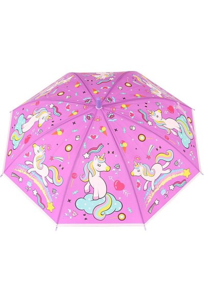 buradanaldım Düdüklü Çocuk Şemsiyesi Mor Unicorn Desenli