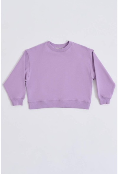 There Color Organik Lila Sweatshirt Kız Çocuk Uzun Kollu 6-8
