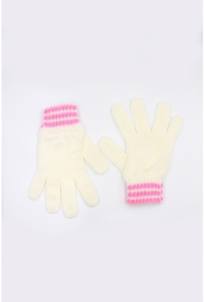 Krem Kışlık Kız Çocuk Eldiveni 3-7 Yaş