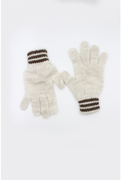 Ekru Kışlık Kız Çocuk Eldiveni 3-7 Yaş
