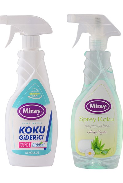 Miray Oda Spreyi Evim Temiz Seti-1( Koku Giderici+Beyaz Sabun) 500 ml Miray Oda Spreyi Evim Temiz Seti-1( Koku Giderici+Beyaz Sabun) 500 ml