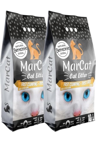 MarCat Kedi Kumu Natural Bentonit Kokusuz 10 Lt