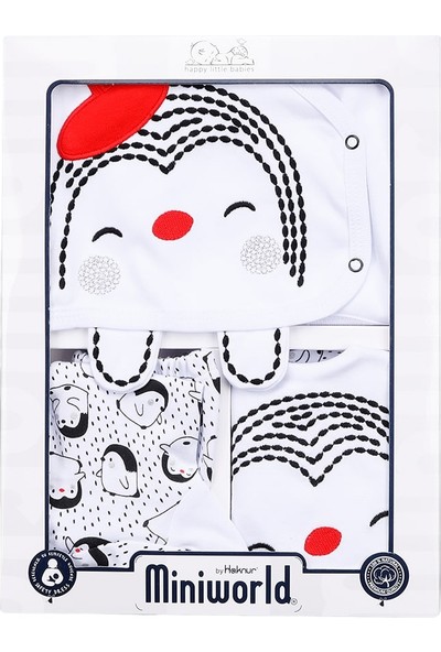Miniworld Kız 0-3 Ay Pamuk Penguin 5p Zıbın Set Kırmızı Miniworld Kız 0-3 Ay Pamuk Penguin 5p Zıbın Set Kırmızı