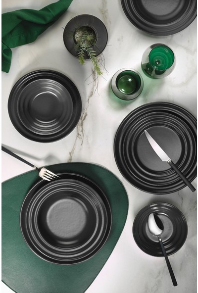 Kütahya Porselen Camilla 18 Parça Çatal Kaşık Bıçak Antrasit