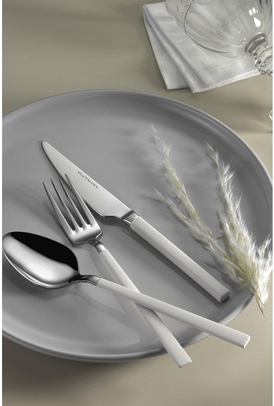 Kütahya Porselen Camilla 18 Parça Çatal Kaşık Bıçak Takımı Beyaz