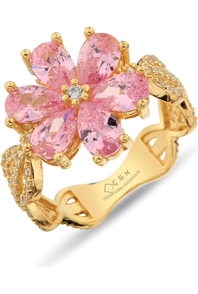 ÇGK KUYUMCULUK Pembe Çiçek Altın Yüzük