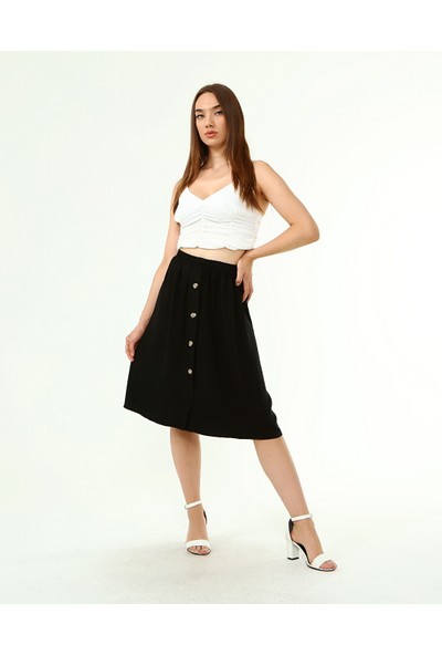 Tales Butik Kadın Siyah Midi Boy Etek Tales Butik Kadın Siyah Midi Boy Etek