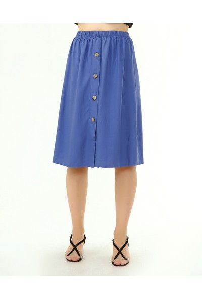 Tales Butik Kadın Mavi Midi Boy Etek Tales Butik Kadın Mavi Midi Boy Etek