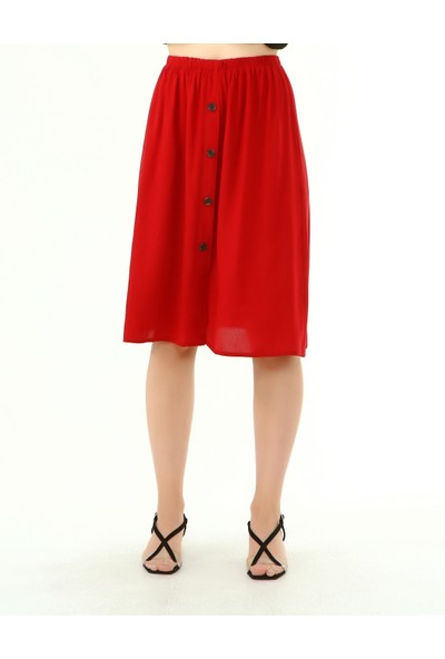 Tales Butik Kadın Bordo Midi Boy Etek