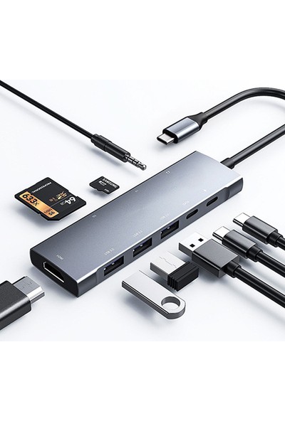 ally mobile Ally 9 In1 Type C Hub 4K 30hz Ethernet,hdmi USB 3.0,sd,pd Adaptör ally mobile Ally 9 In1 Type C Hub 4K 30hz Ethernet,hdmi USB 3.0,sd,pd Adaptör