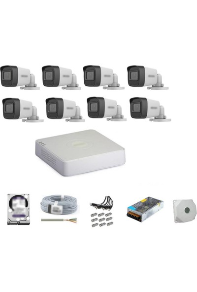 Hikvision 8 Kameralı Dış Ortam Güvenlik Kamera Seti