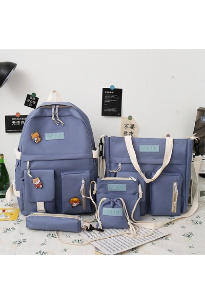 Dake 5 Adet Set Genç Kızlar Için Tuval Okul Çantaları Yeni Trend Kadın Sırt Çantası (Yurt Dışından) Dake 5 Adet Set Genç Kızlar Için Tuval Okul Çantaları Yeni Trend Kadın Sırt Çantası (Yurt Dışından)