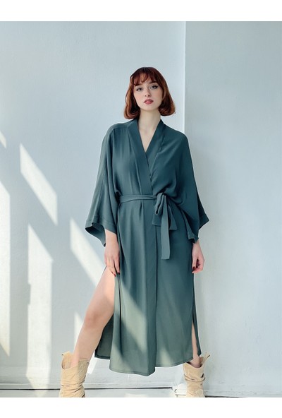 Retrobird Uzun Kimono Kadın Haki