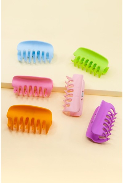 Kadın 6’lı Rengarenk Büyük Mandal Toka Seti