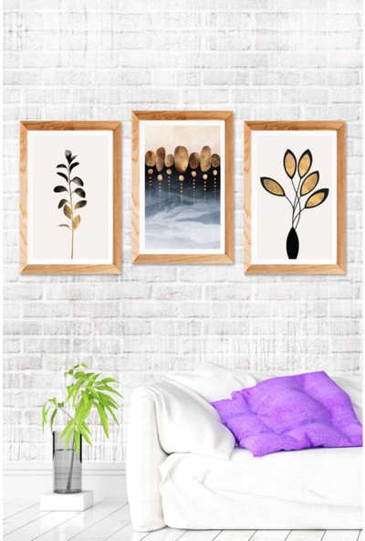 Visare Ahşap Çerçeve Görünümlü 3 Parça Mdf Tablo Seti Visare Ahşap Çerçeve Görünümlü 3 Parça Mdf Tablo Seti