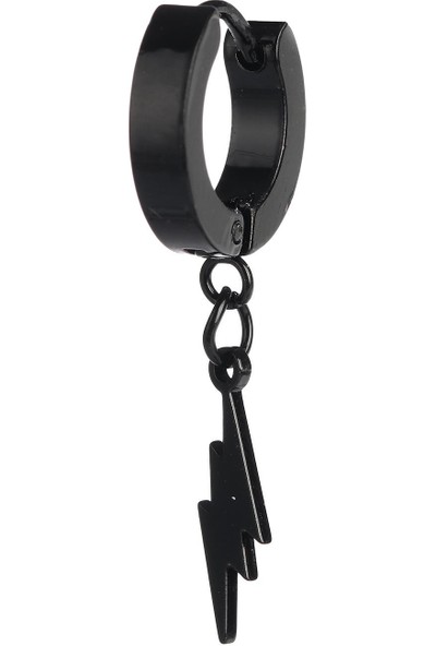 Hayalevi Consept Çelik Şimşek Figür Siyah Halka Küpe