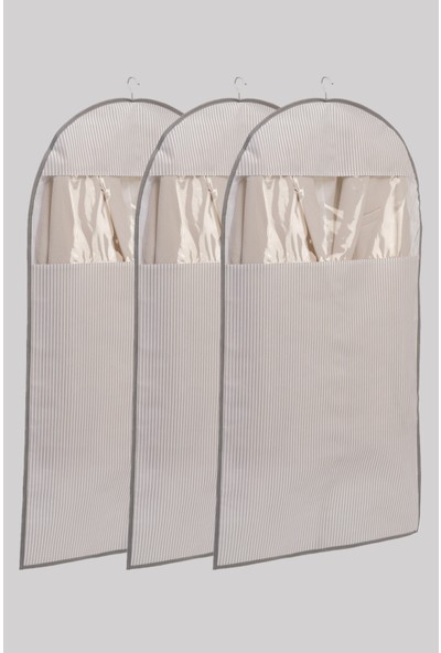 OCEAN HOME 3'lü Gri Çizgili Elbise Kılıfı 60x100