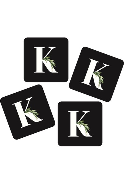 Ömr Dizayn Hediye K Harfi Desenli Dekoratif Bardak Altlığı