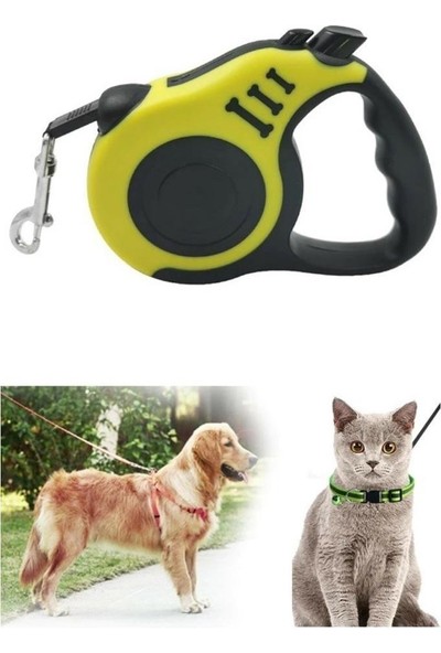 Pati Makaralı Otomatik Köpek Tasması 5 Metre Mavi Renk